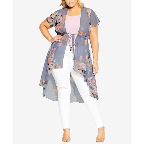City Chic | Tops | City Chic Trendy Plus Size Florence High Low Duster ...